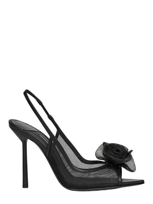 LE SILLA Rose-detail Heeled Sandals - Black