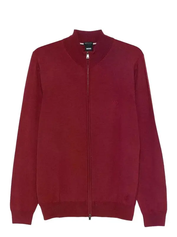 BOSS Zip-front Knit Cardigan - Red