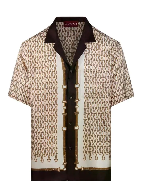 Gucci Chain-print Button Shirt - Neutrals