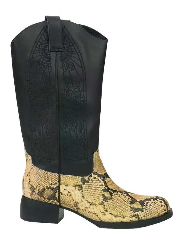 WHO DECIDES WAR BY EV BRAVADO Snakeskin Westbound Boots - Black