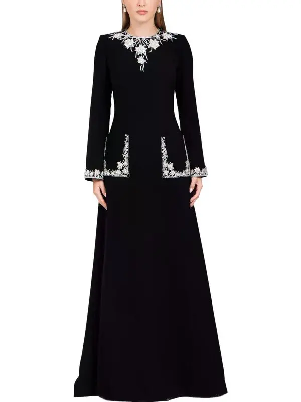 DINA MELWANI Long-sleeved Maxi Dress - Black