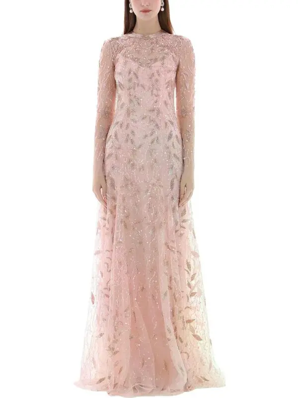 DINA MELWANI Crystal-embroidered Maxi Dress - Pink