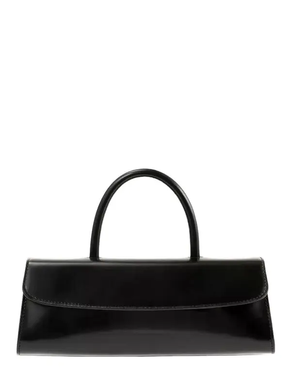 By Far Mini Longa Semi-patent Leather Top Handle Bag - Black