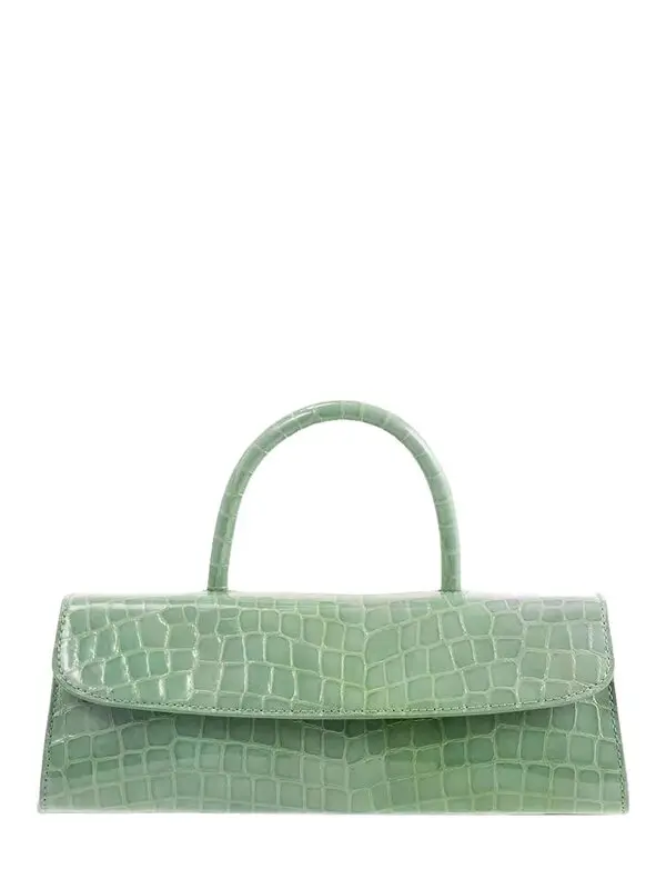 By Far Mini Longa Embossed Leather Top-handle Bag - Green