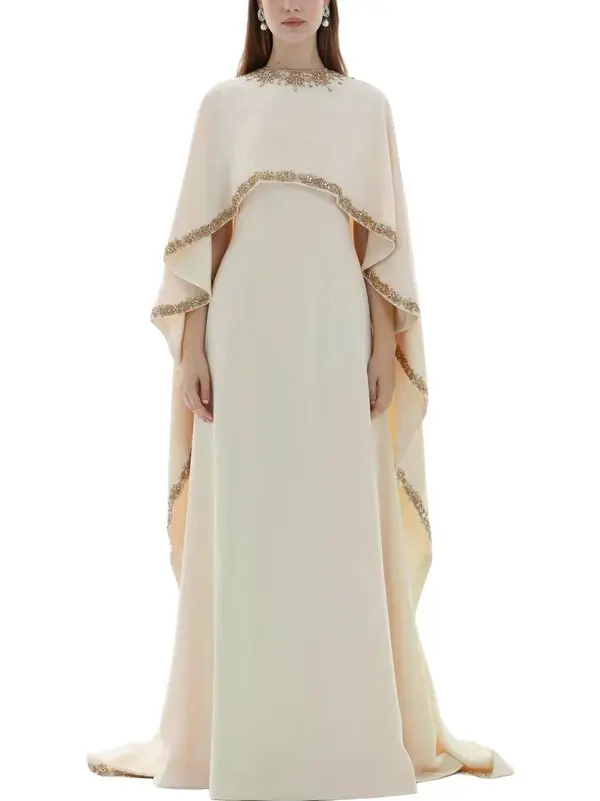 DINA MELWANI Cape Maxi Dress - Neutrals