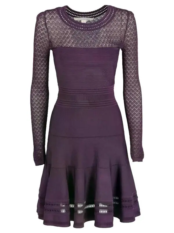 Diane Von Furstenberg Vintage Sheer Lace Mini Dress - Purple