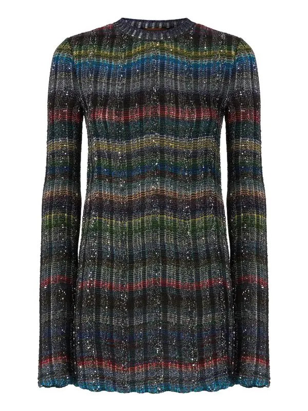 Missoni Wavy Checkered Loom Knit Sweater - Multi