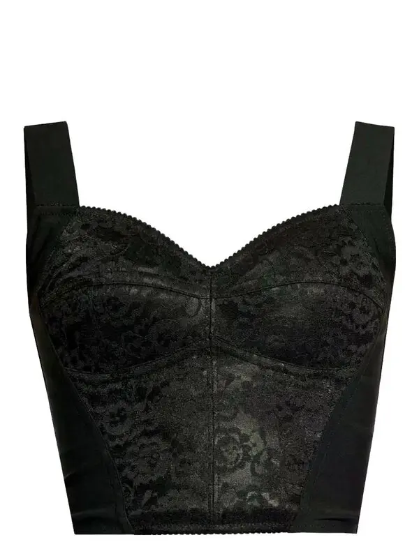 Dolce & Gabbana Lace-overlay Cropped Bustier - Black