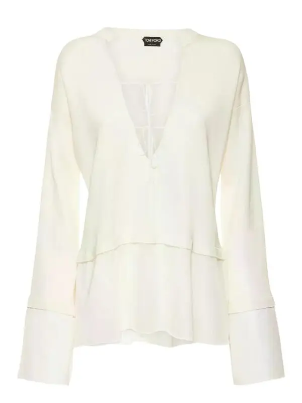TOM FORD V-neck Long-sleeved Blouse - Neutrals