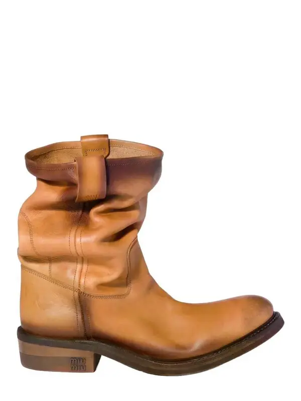 Miu Miu Slouchy Leather Boots - Brown