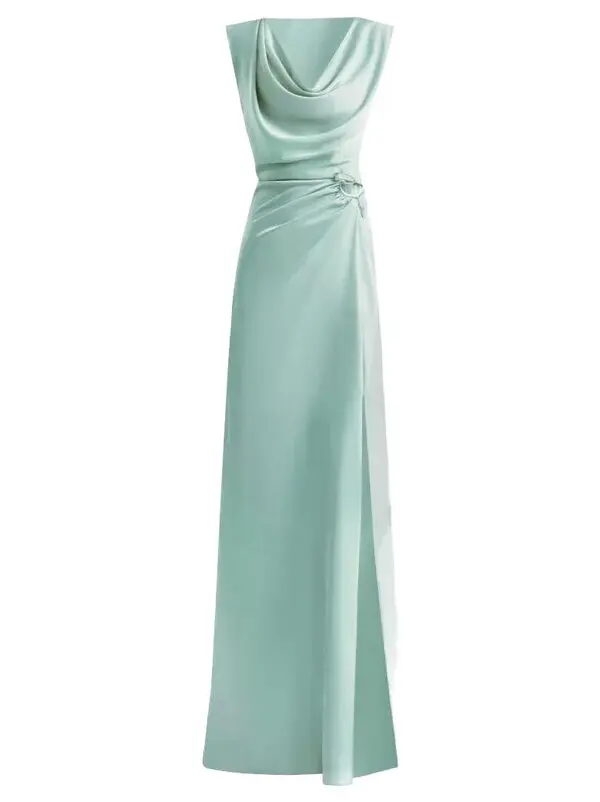 GEMY MAALOUF Cowl-neck Draped Gown - Green