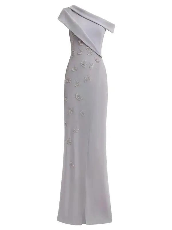 GEMY MAALOUF Folded-detail Asymmetrical-neck Gown - Grey