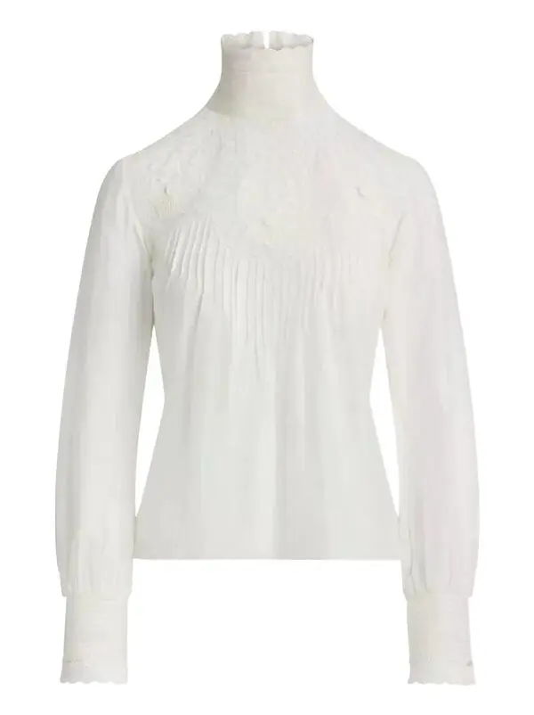 Ralph Lauren Lace-embellished Pleated Blouse - White