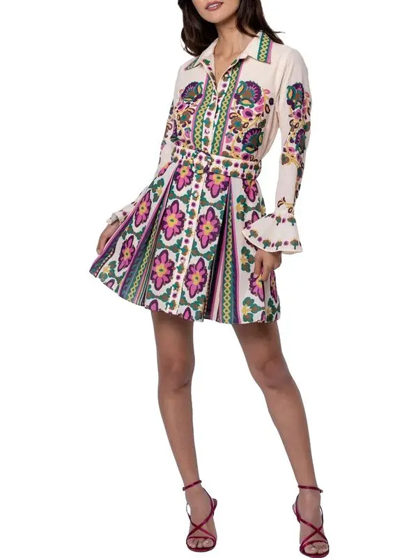 CIEBON Maris Mixed Print Shirtdress - Cream Multi