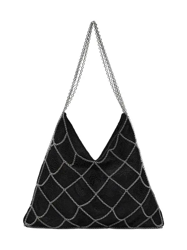 Mango Guipure Mesh Chain Bag - Black