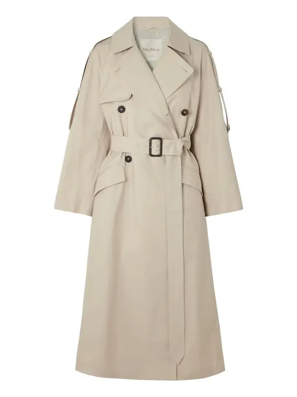 Max Mara Delfino Double-breasted Belted Cotton-blend Twill Trench Coat - Neutrals