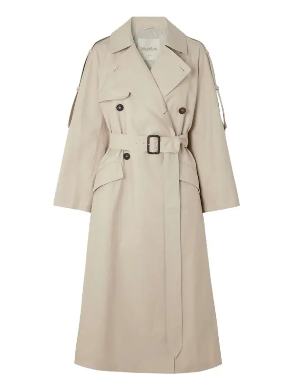 Max Mara Delfino Double-breasted Belted Cotton-blend Twill Trench Coat - Sand