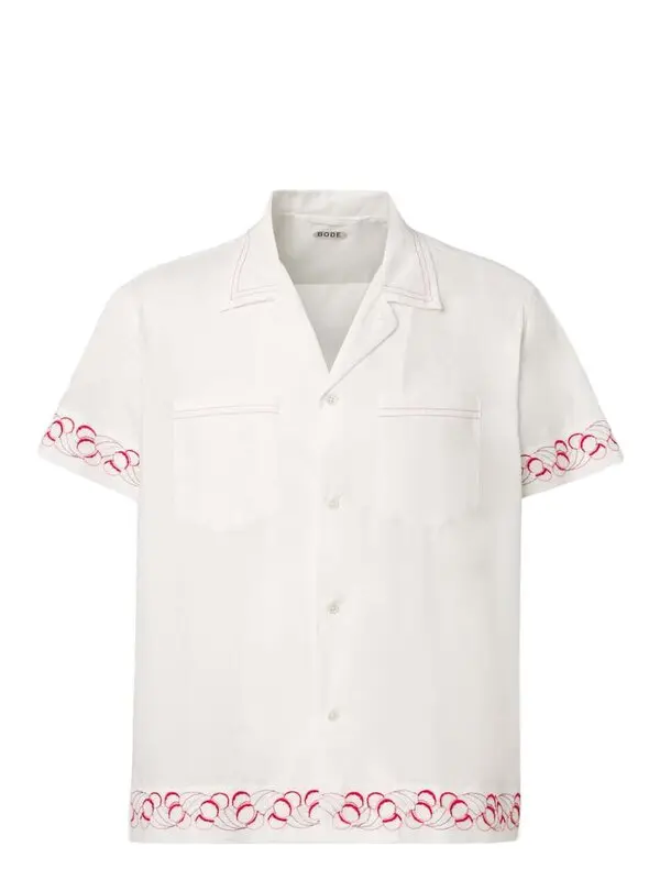 BODE Embroidered Cotton Poplin Bowling Shirt - White