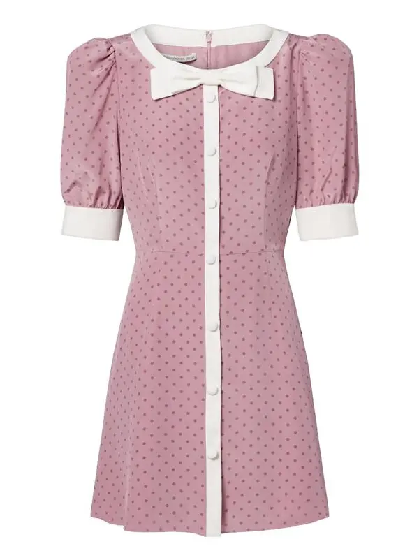 Alessandra Rich Bow-detail Polka-dot Silk Minidress - Pink