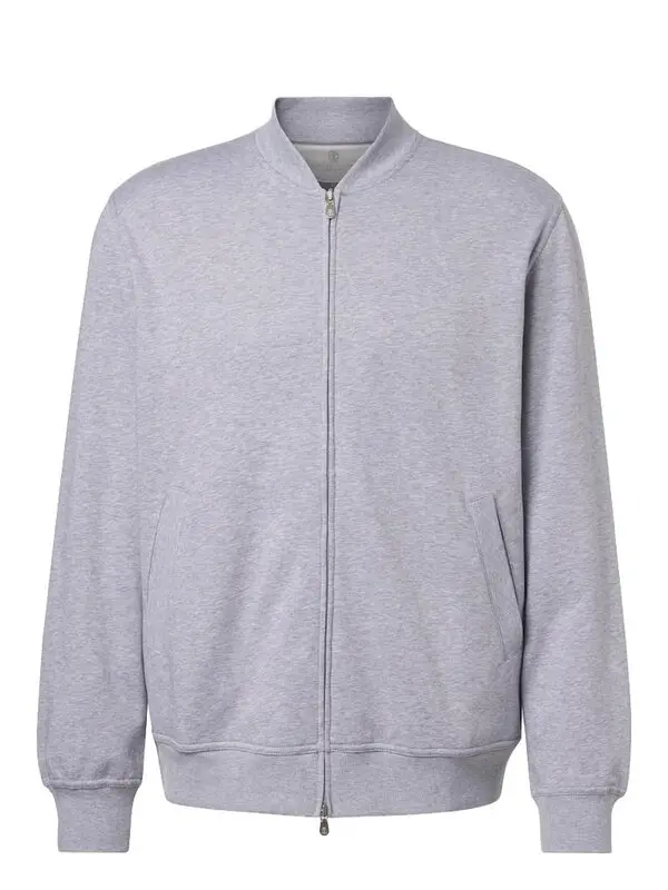 Brunello Cucinelli Cotton-blend Jersey Zip-up Sweater - Grey
