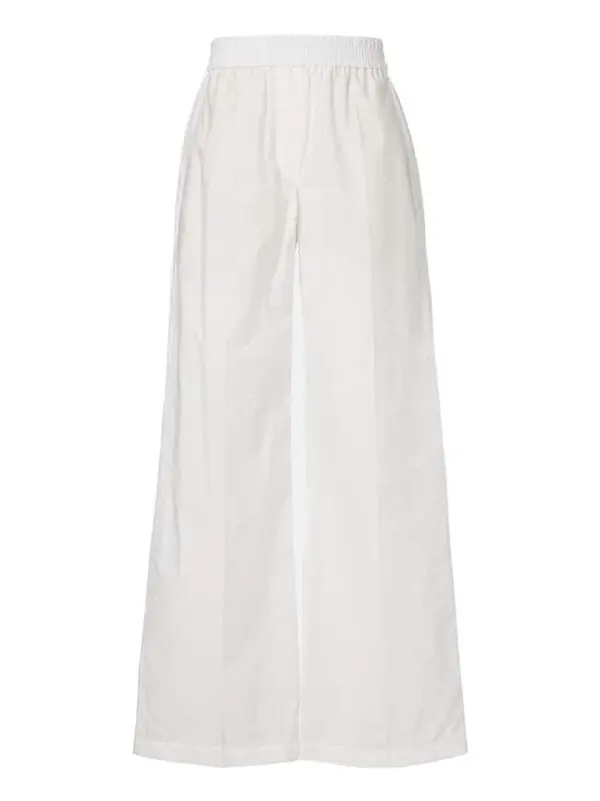 Brunello Cucinelli Cotton-blend Wide-leg Pants - White