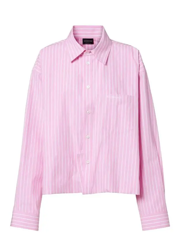 Balenciaga Striped Cotton Poplin Shirt - Pink