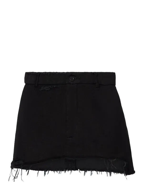 Balenciaga Distressed Denim Miniskirt - Black