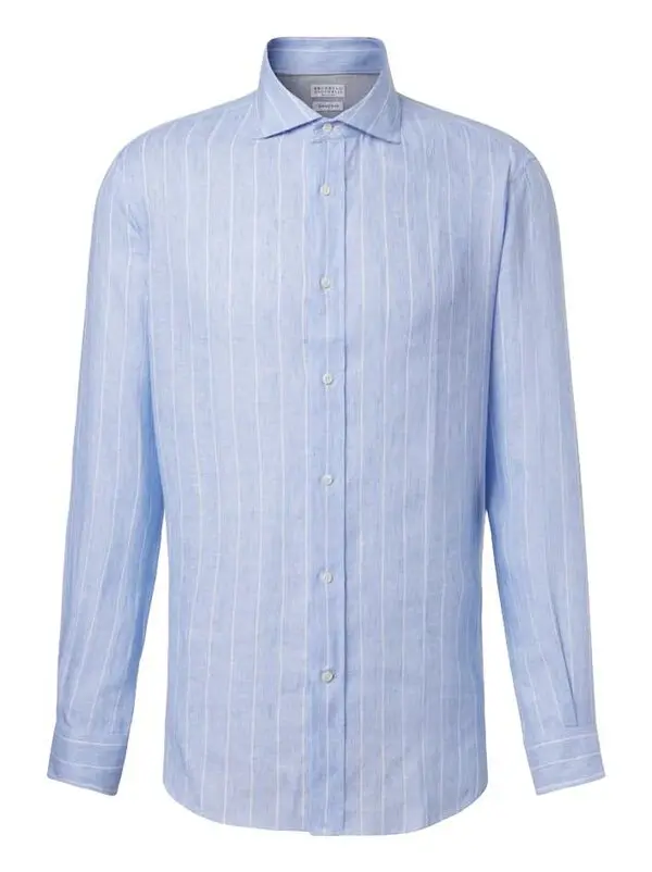 Brunello Cucinelli Striped Linen Shirt - Blue