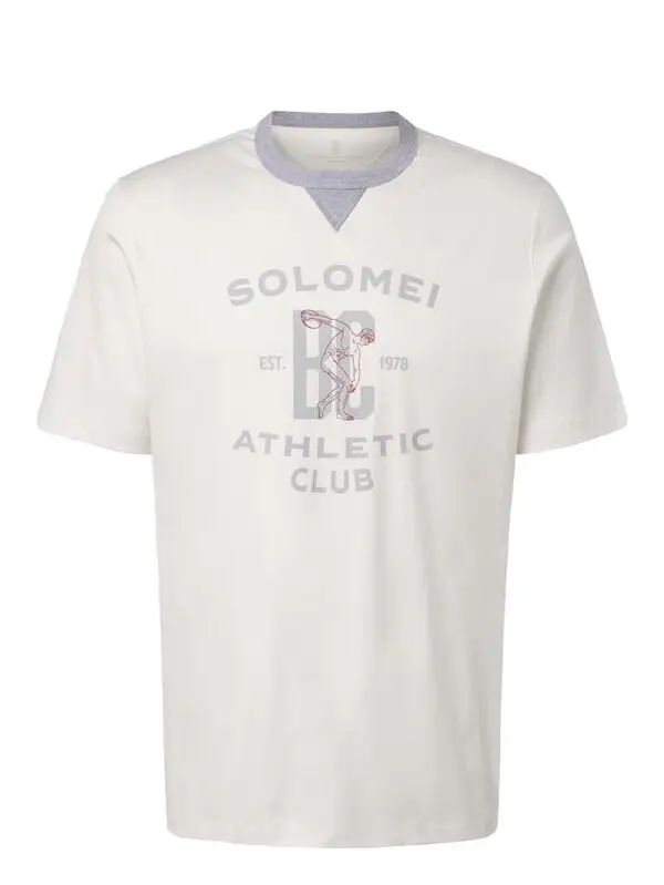 Brunello Cucinelli Printed Cotton Jersey T-shirt - White