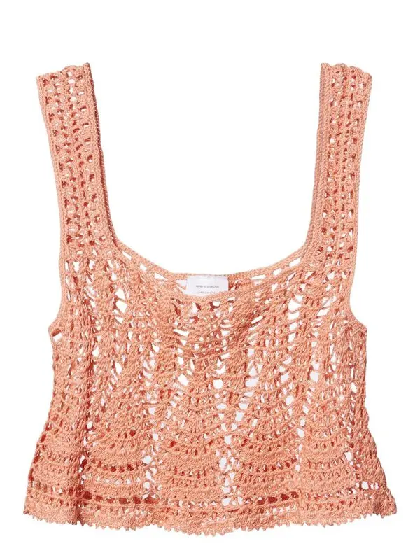 Anna Kosturova Cotillion Crochet Crop Top - Pink
