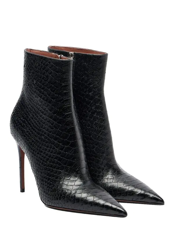 Paris Texas Vera 105 Snake-effect Leather Ankle Boots - Black