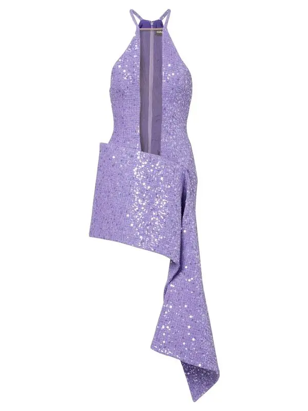 David Koma Draped Sequined Minidress - Purple