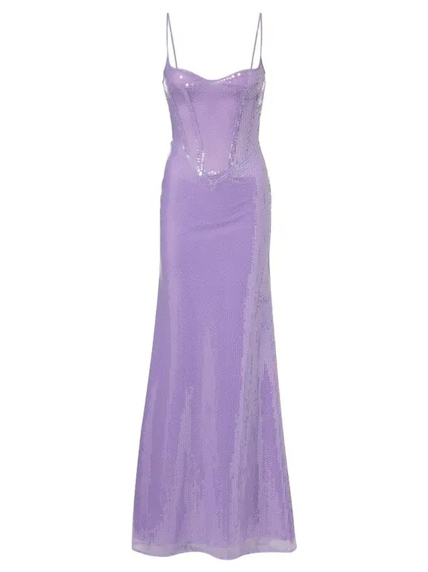 David Koma Sequined Corset Gown - Purple