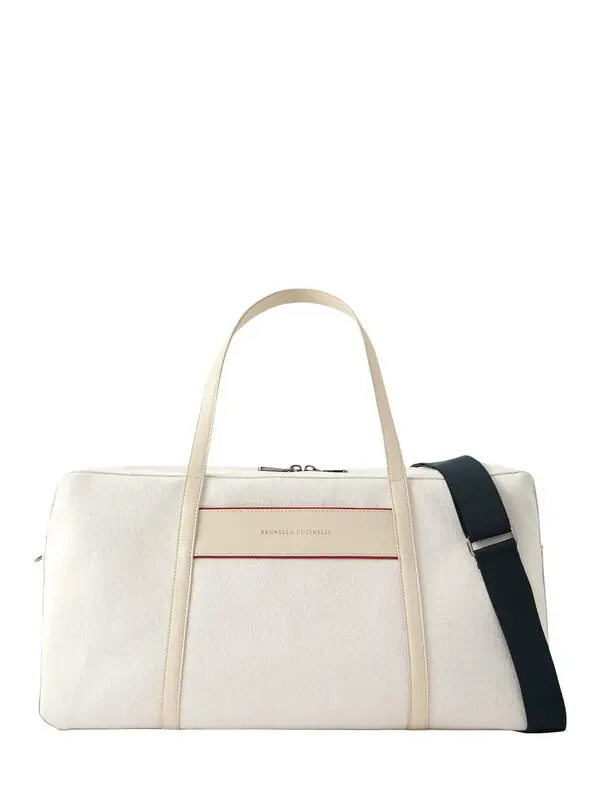 Brunello Cucinelli Leather-trimmed Canvas Tennis Bag - Neutrals