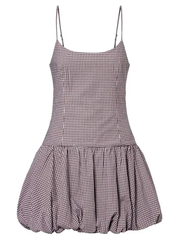 Faithfull The Brand Pelea Gingham Cotton-blend Minidress - Brown