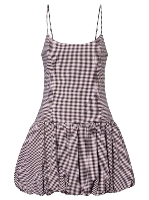 Faithfull The Brand Pelea Gingham Cotton-blend Minidress - Brown