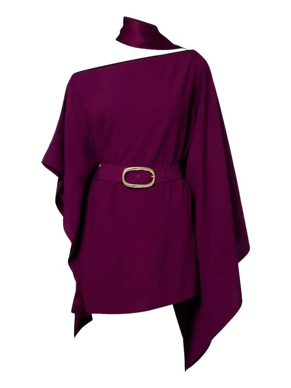 TALLER MARMO Taylor Belted One-shoulder Kaftan - Purple