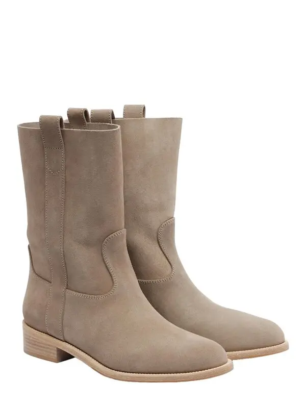 AQUAZZURA Cavalière Suede Ankle Boots - Beige