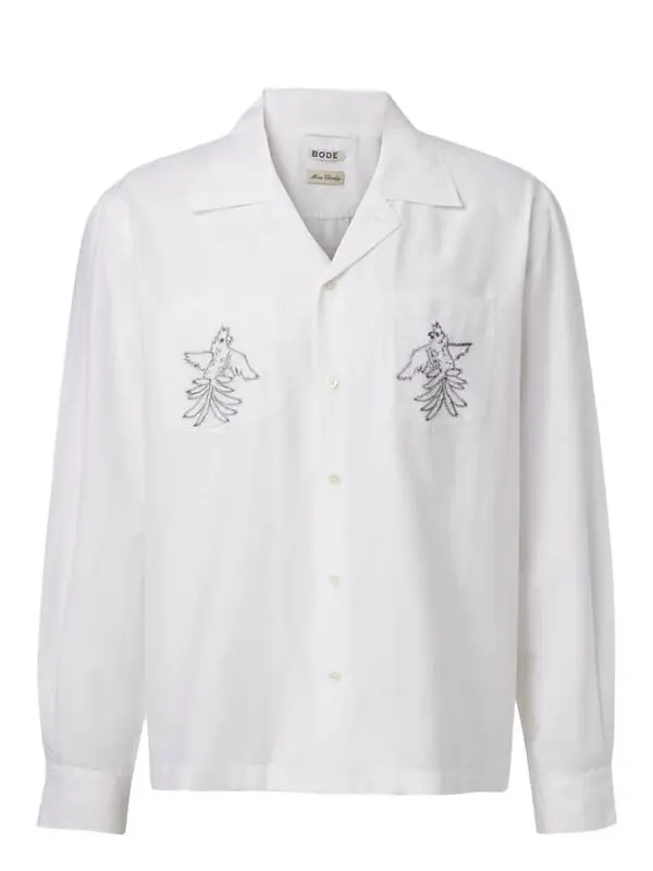BODE Embroidered Cotton And Silk Shirt - White