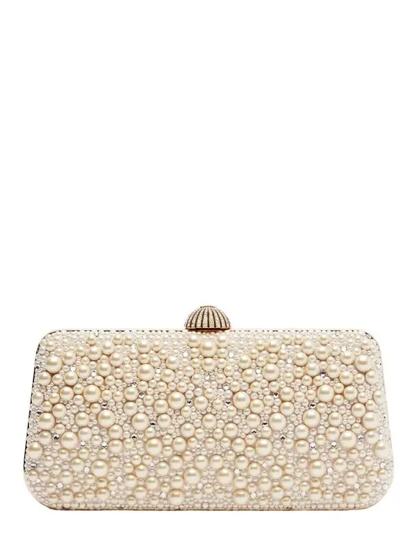 Valentino Garavani Embellished Satin Clutch - White