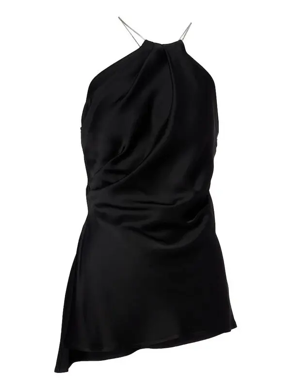 Victoria Beckham Draped Satin Top - Black