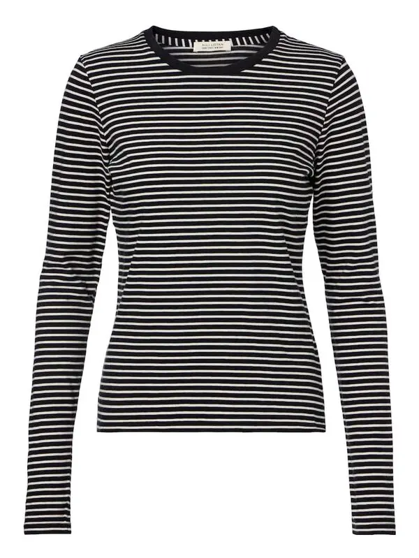 NILI LOTAN Simone Striped Cotton Jersey T-shirt - Black