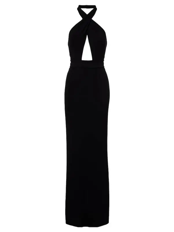 NILI LOTAN Lita Cutout Halterneck Gown - Black