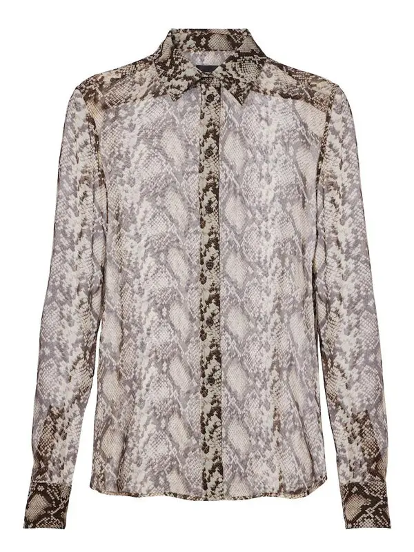 NILI LOTAN Gaia Snake-print Silk Shirt - Brown