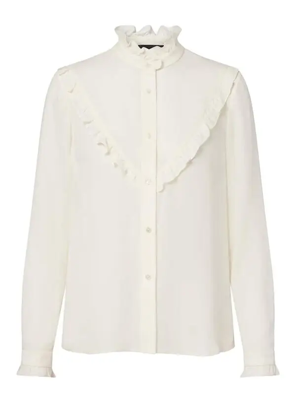 NILI LOTAN Marcela Ruffled Silk Shirt - White