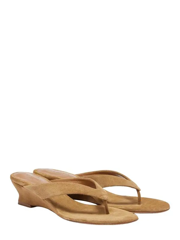 Le Monde Beryl Micro Wedge 40 Suede Thong Sandals - Beige