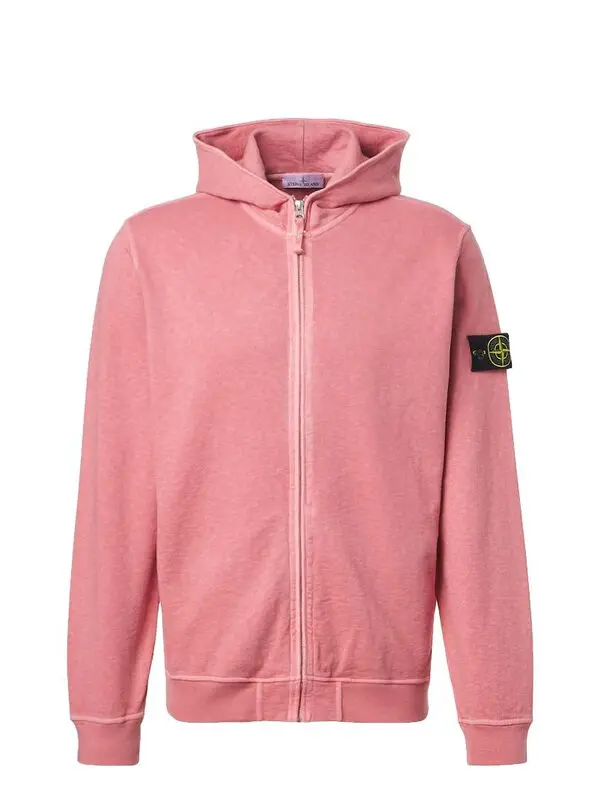Stone Island Compass Cotton Zip-up Hoodie - Pink