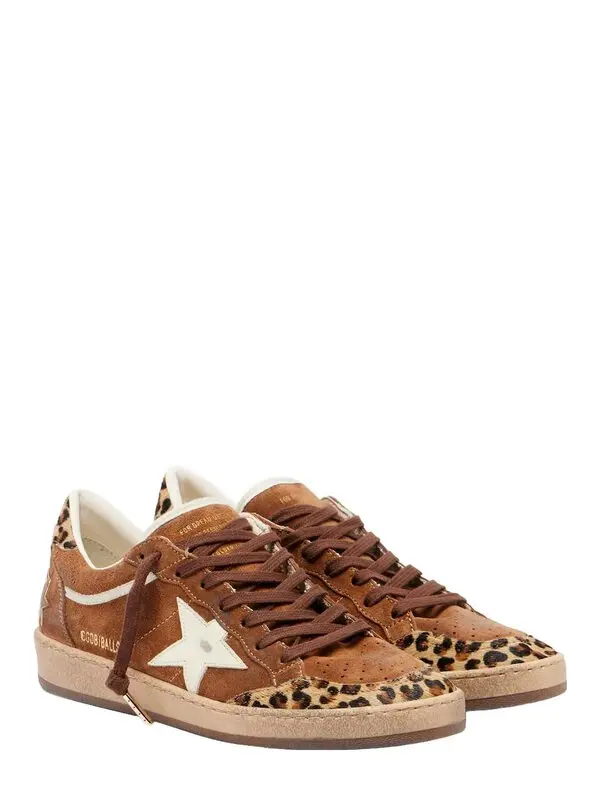 GOLDEN GOOSE Ball Star Calf Hair-trimmed Sneakers - Brown