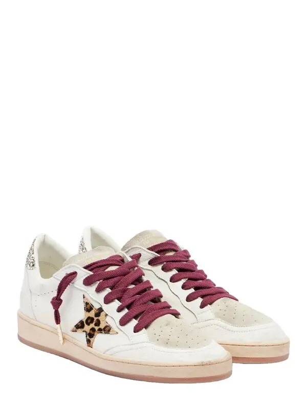 Golden Goose Ball Star Leather And Suede Sneakers - White