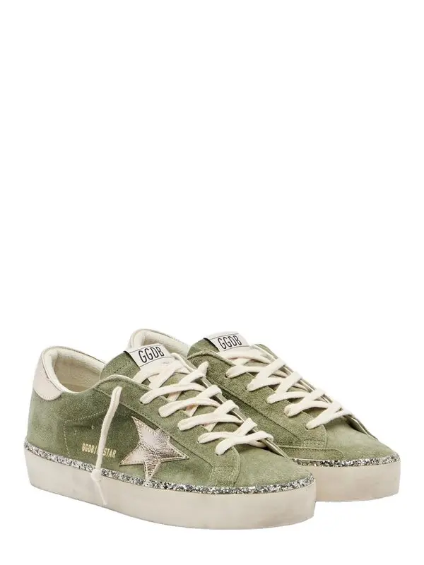 Golden Goose Hi Star Glitter-trimmed Suede Sneakers - Green